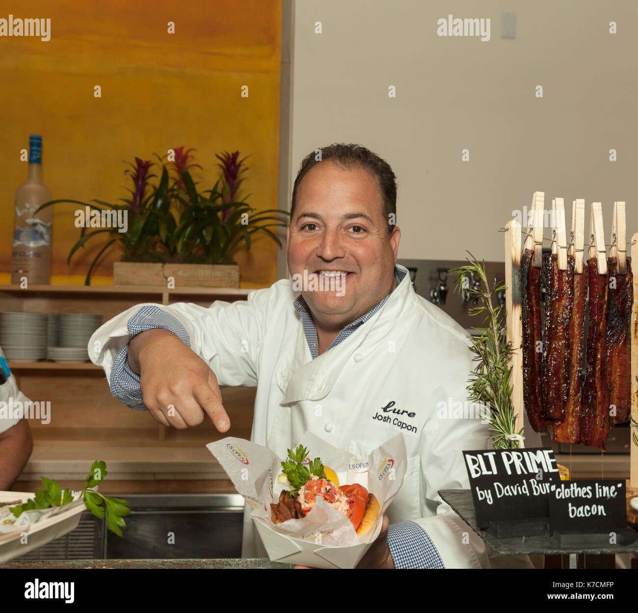 New York, NY USA - August 23, 2017: Chef Josh Capon shows lobster BLT ...