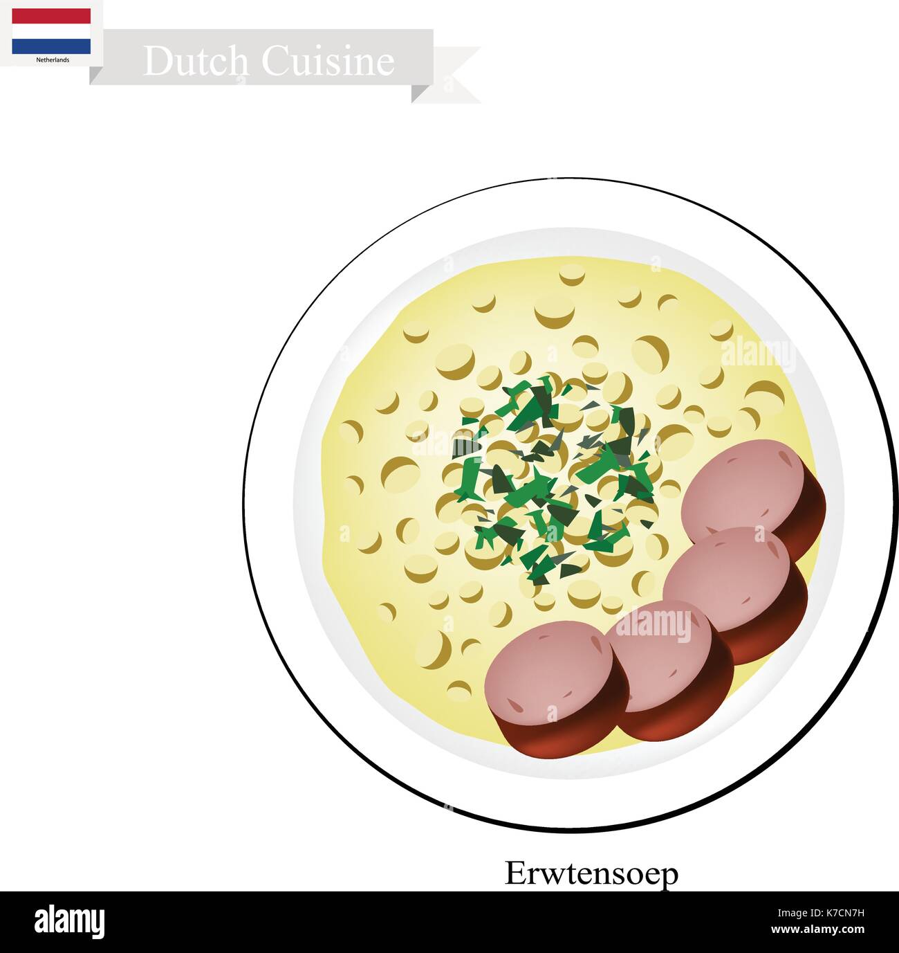 Dutch Cuisine, Illustration of Traditional Erwtensoep, Snert or Split ...