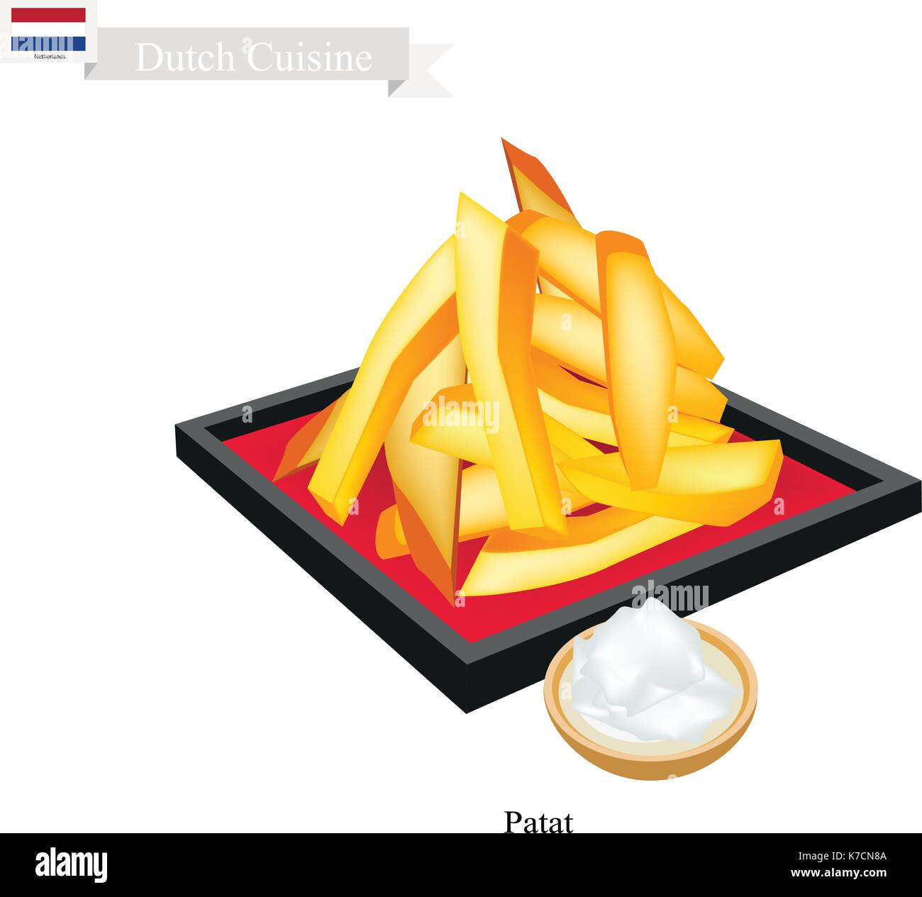 Dutch Cuisine, Patat or Traditional French Fries Served with Cream ...