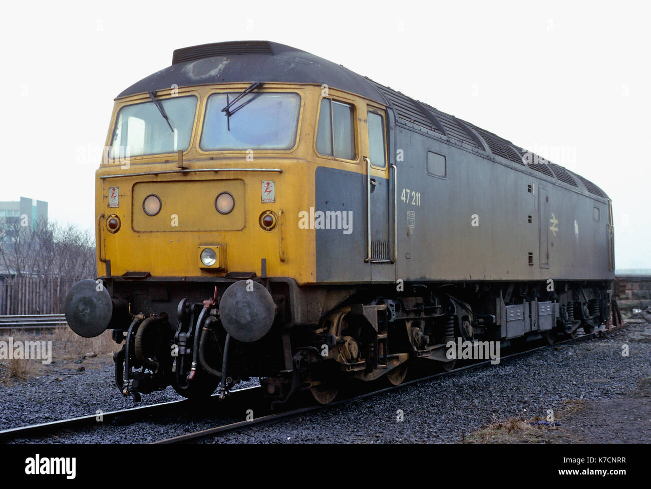 Class 47 locomotive stabled outside Gateshead depot in England in the ...