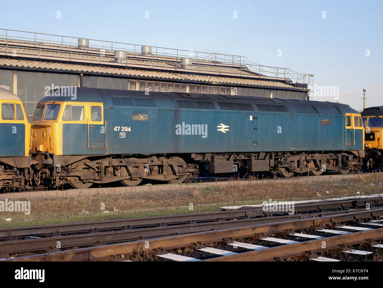 Class 47 locomotive stabled at Stratford Motive Power Depot in London ...