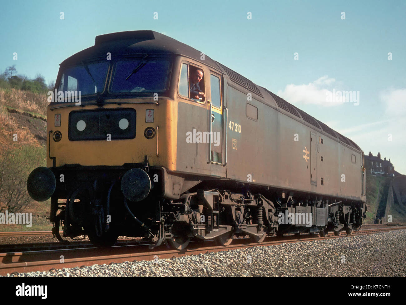 Class 47 locomotive outside Huddersfield running from York to Crewe in ...