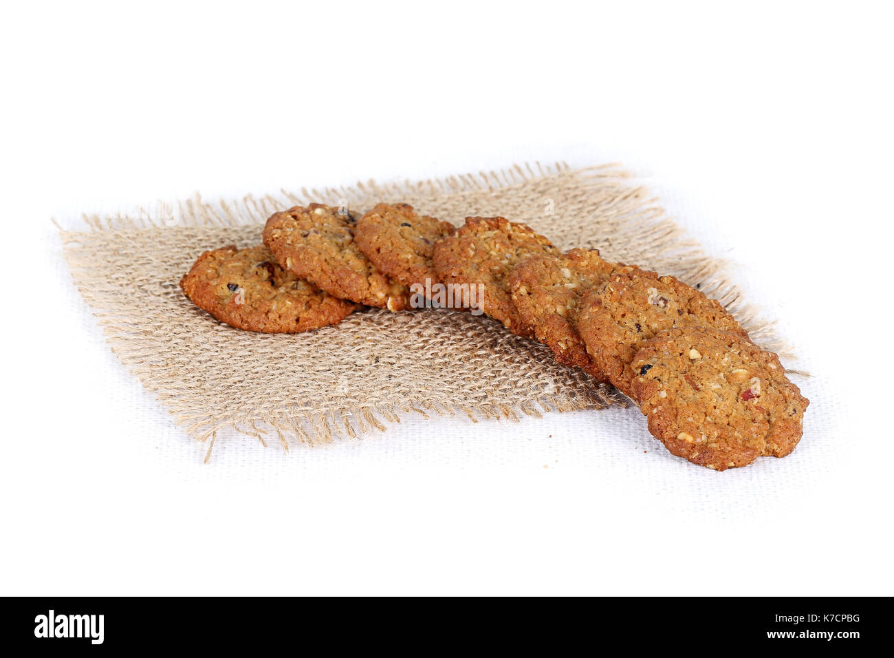 cookies on white, jute, multi grain, multigrain handmade cookies Stock ...