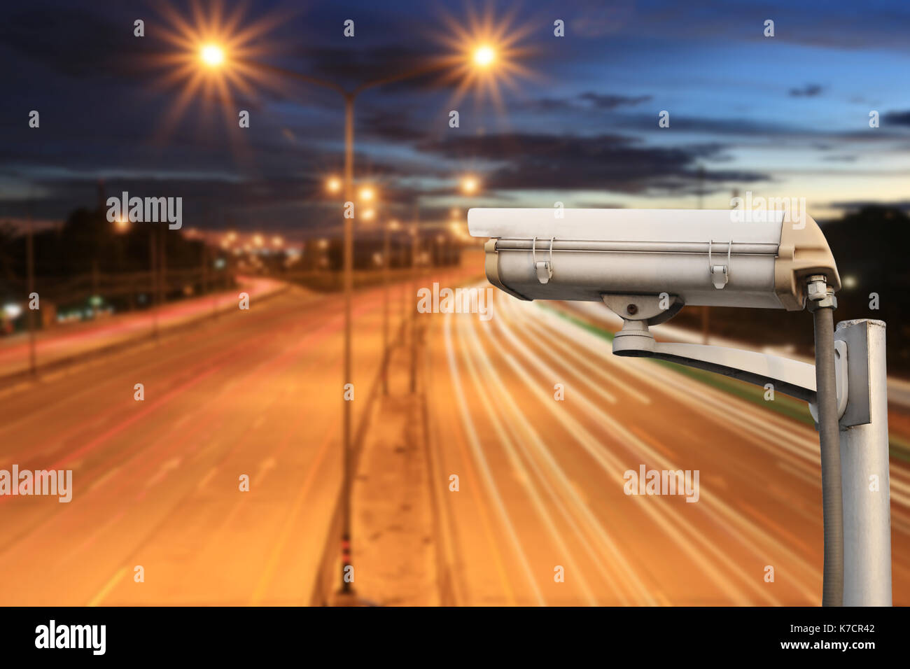 CCTV Camera on highway roads in twilight sky background,Safety and ...