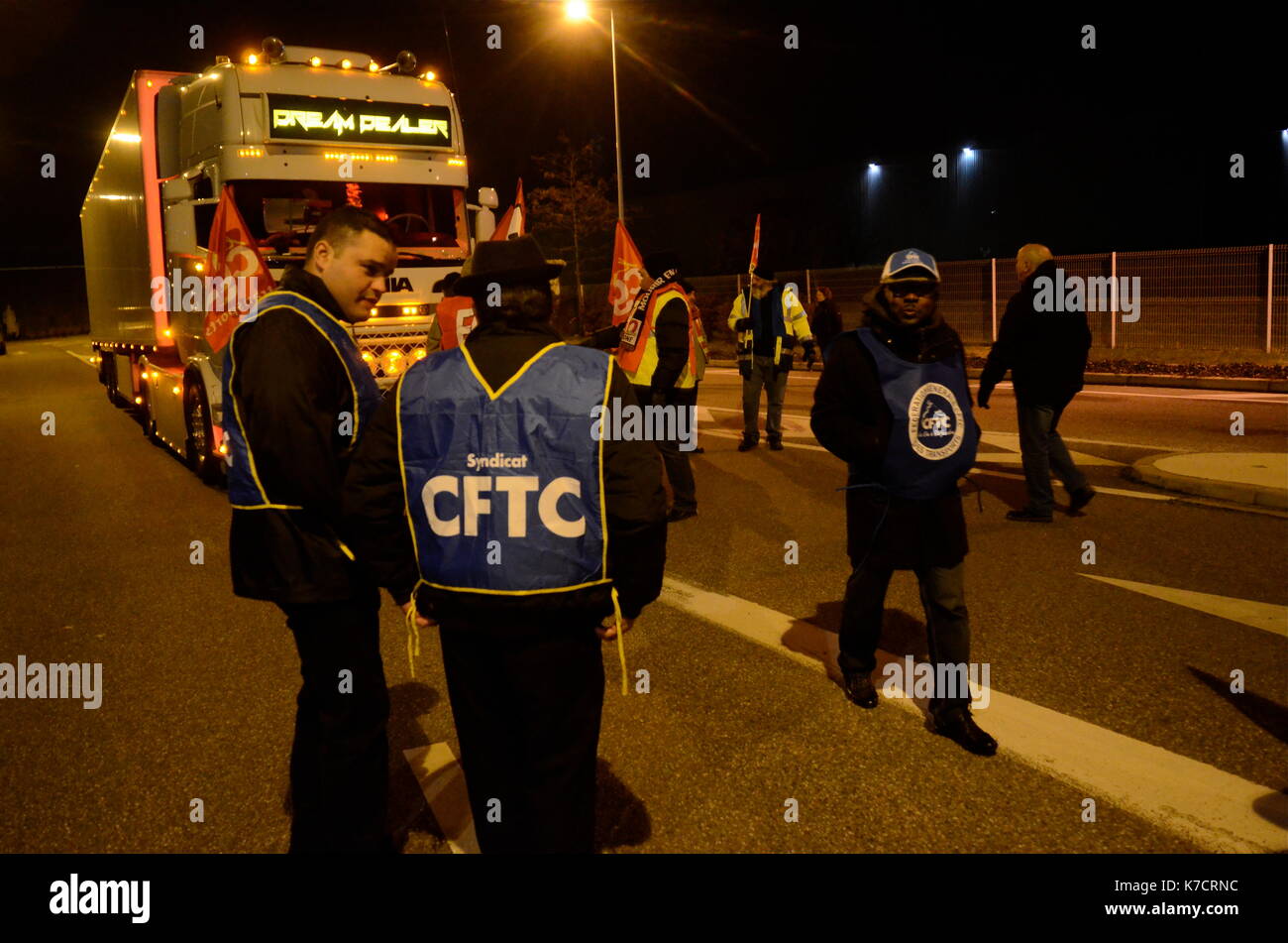 Lorry drivers block wholesale market in Corbas, France Stock Photo - Alamy