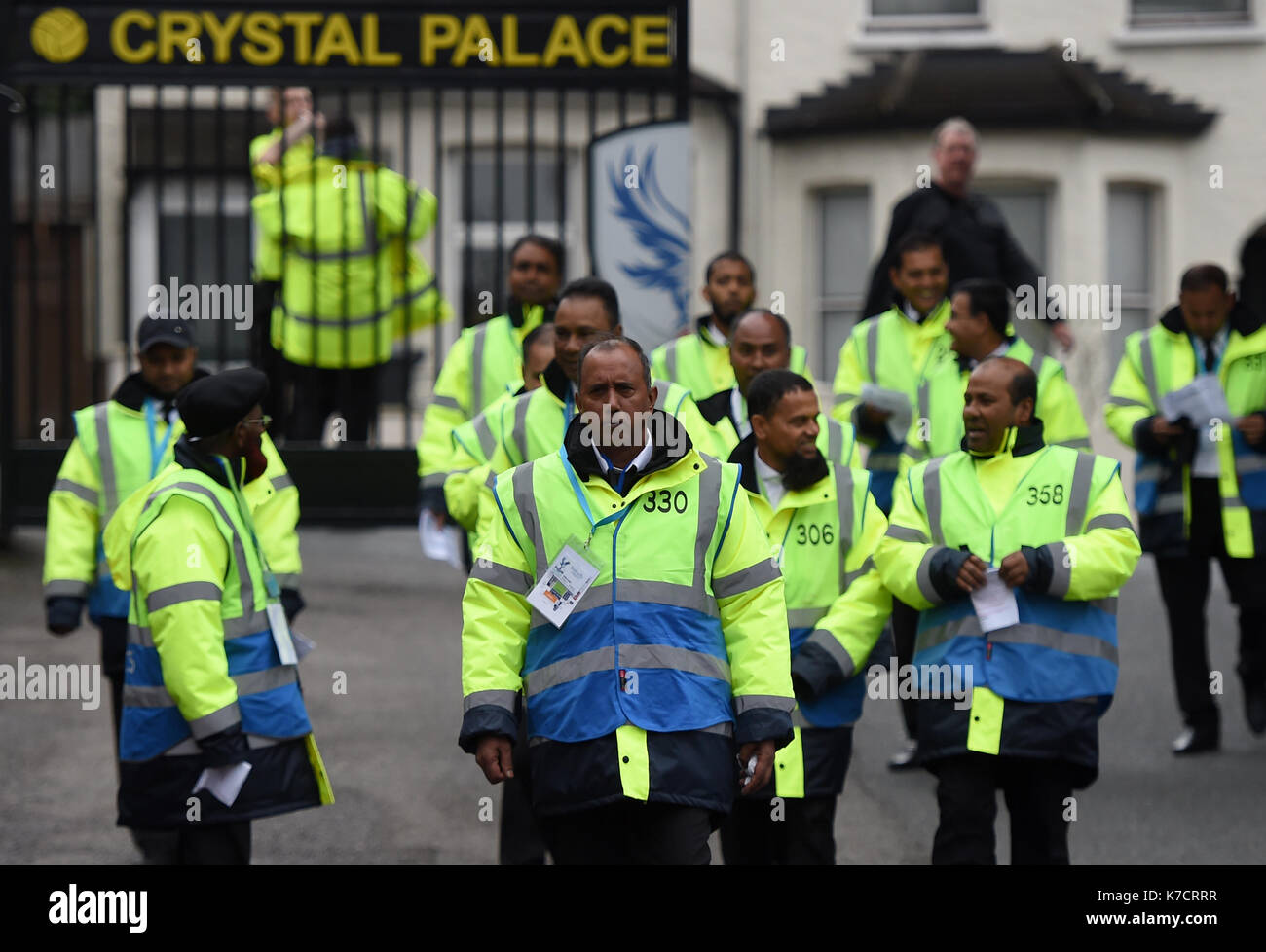 Security stewards arrive for the Premier League match at Selhurst Park ...