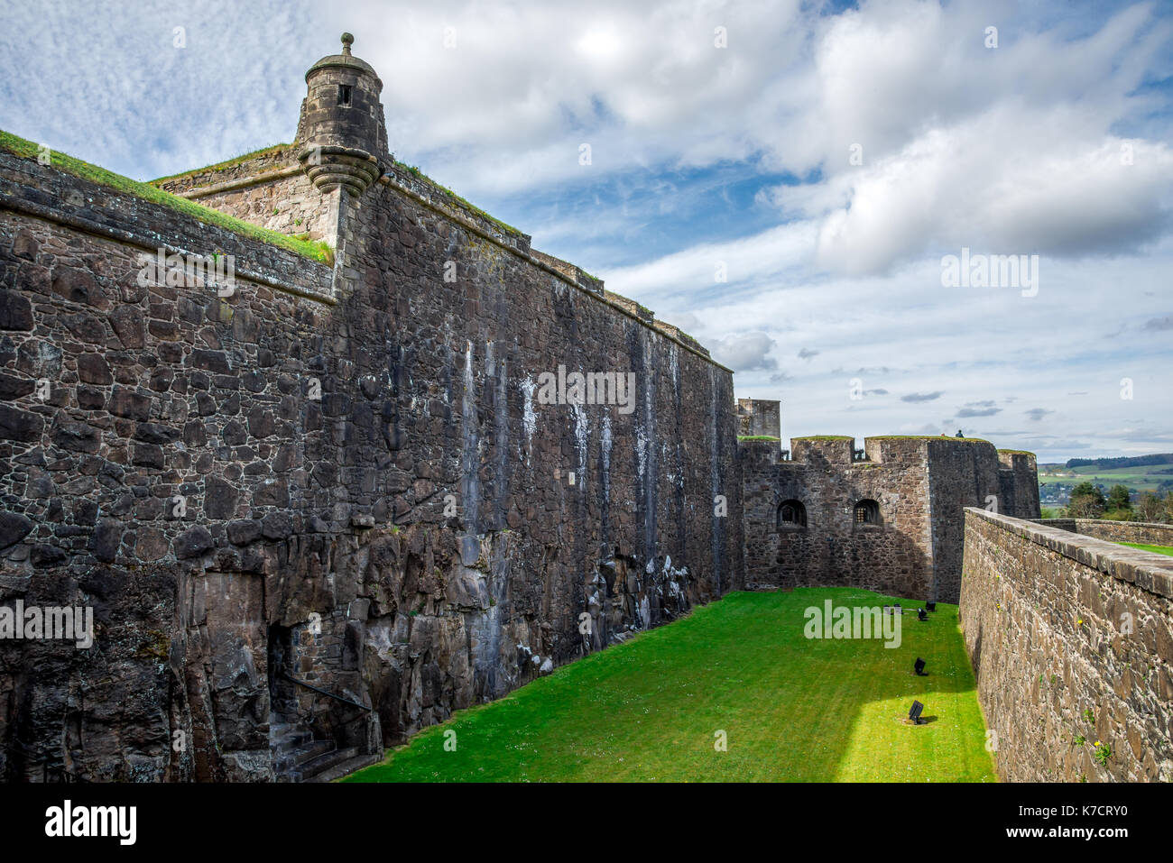 Striling Castle walls and inner grass yard, central Scotland Stock ...