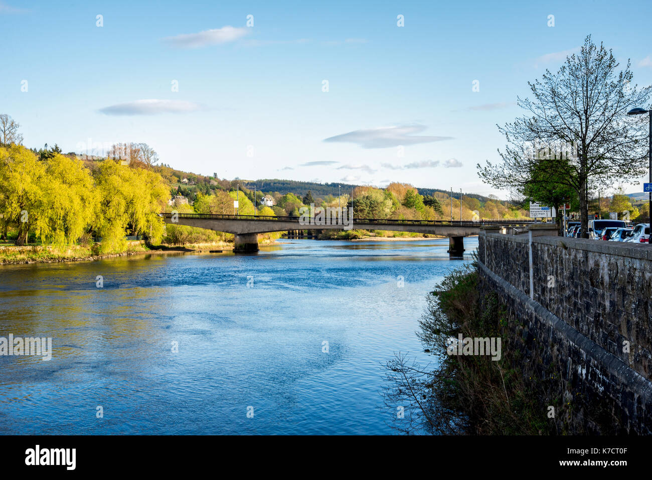 River Tay and South Street Bridge across it in Perth city, Scotland ...
