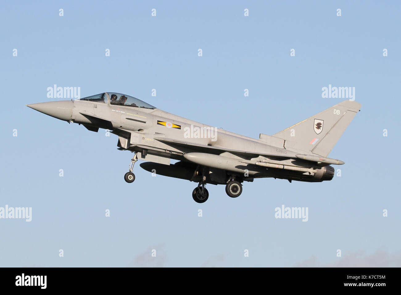 11 Sqn Typhoon FGR4 returning to RAF Coningsby. The jet carries bomb ...