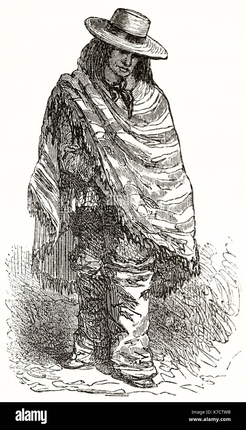 Old illustration of peruvian Chacarero (farmer). By Riou, publ. on Le ...