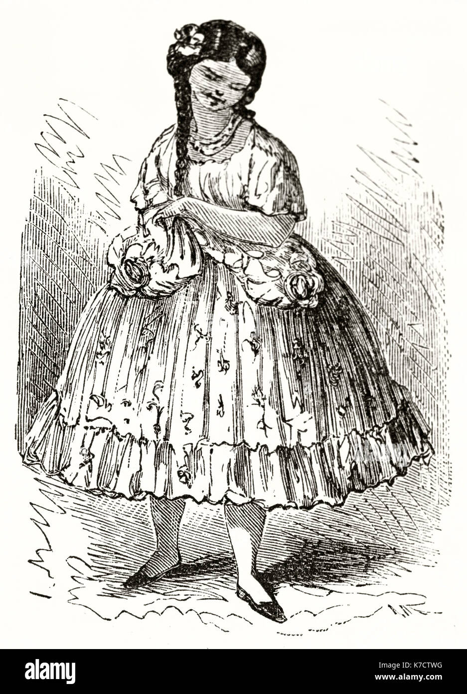 Old illustration of peruvian Chola (laundress). By Riou, publ. on Le ...