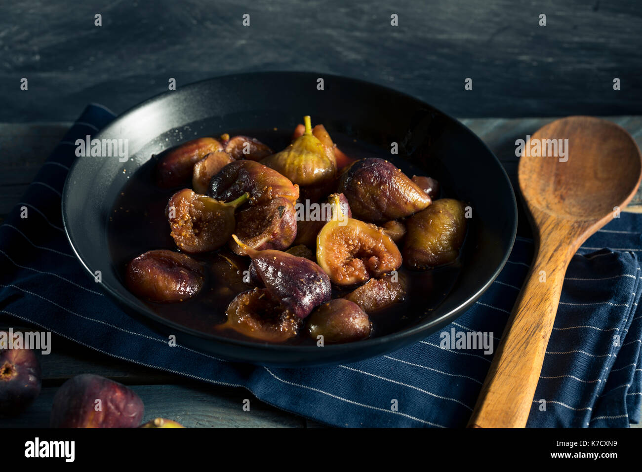 Homemade Sweet Dessert Glazed Figs in a Wine Sauce Stock Photo - Alamy