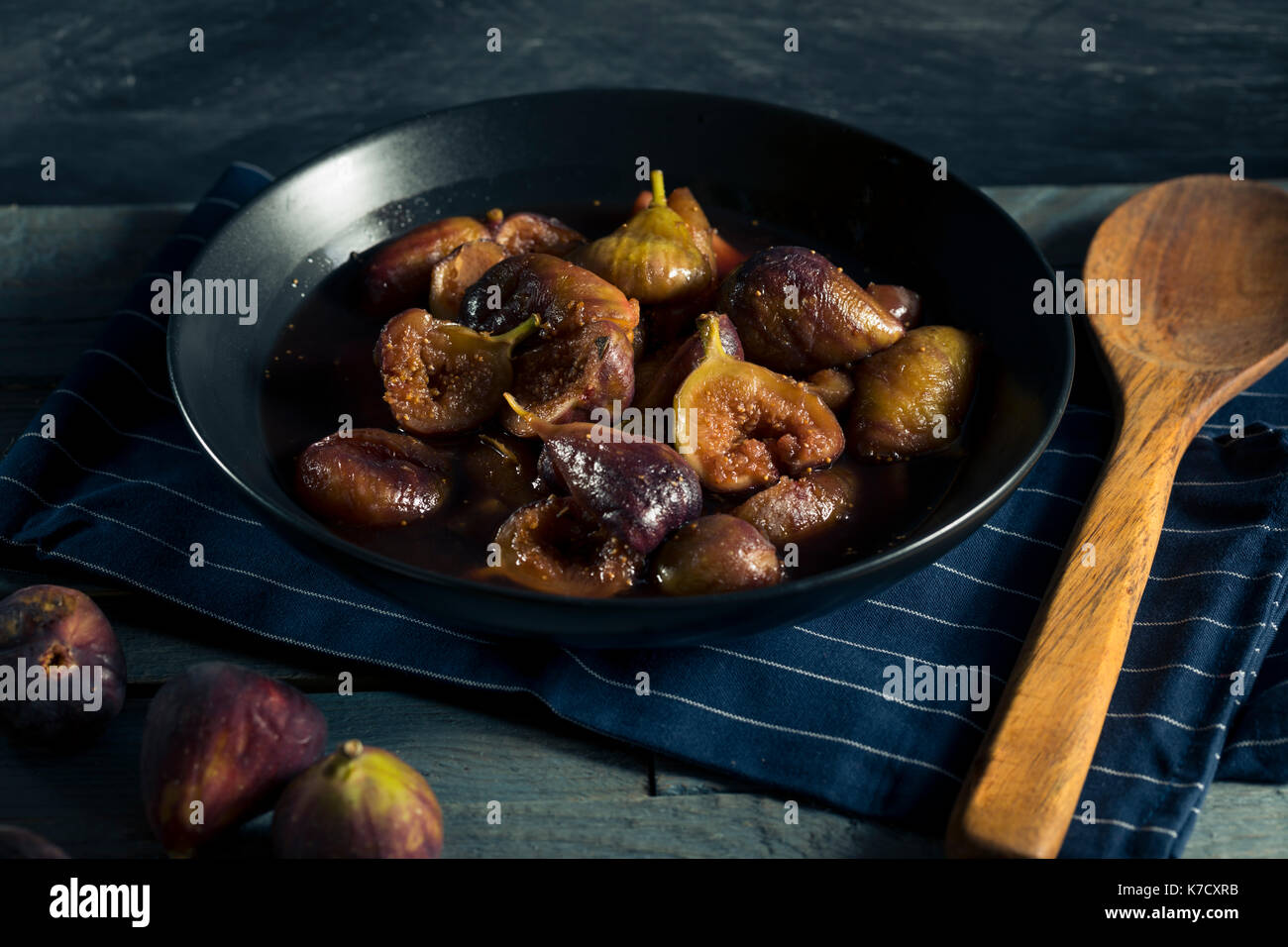 Homemade Sweet Dessert Glazed Figs in a Wine Sauce Stock Photo - Alamy