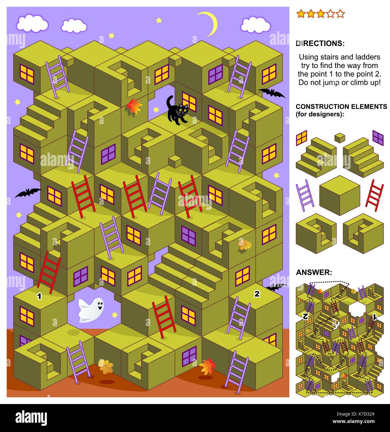 Autumn or Halloween themed 3d maze game: Using stairs and ladders try ...