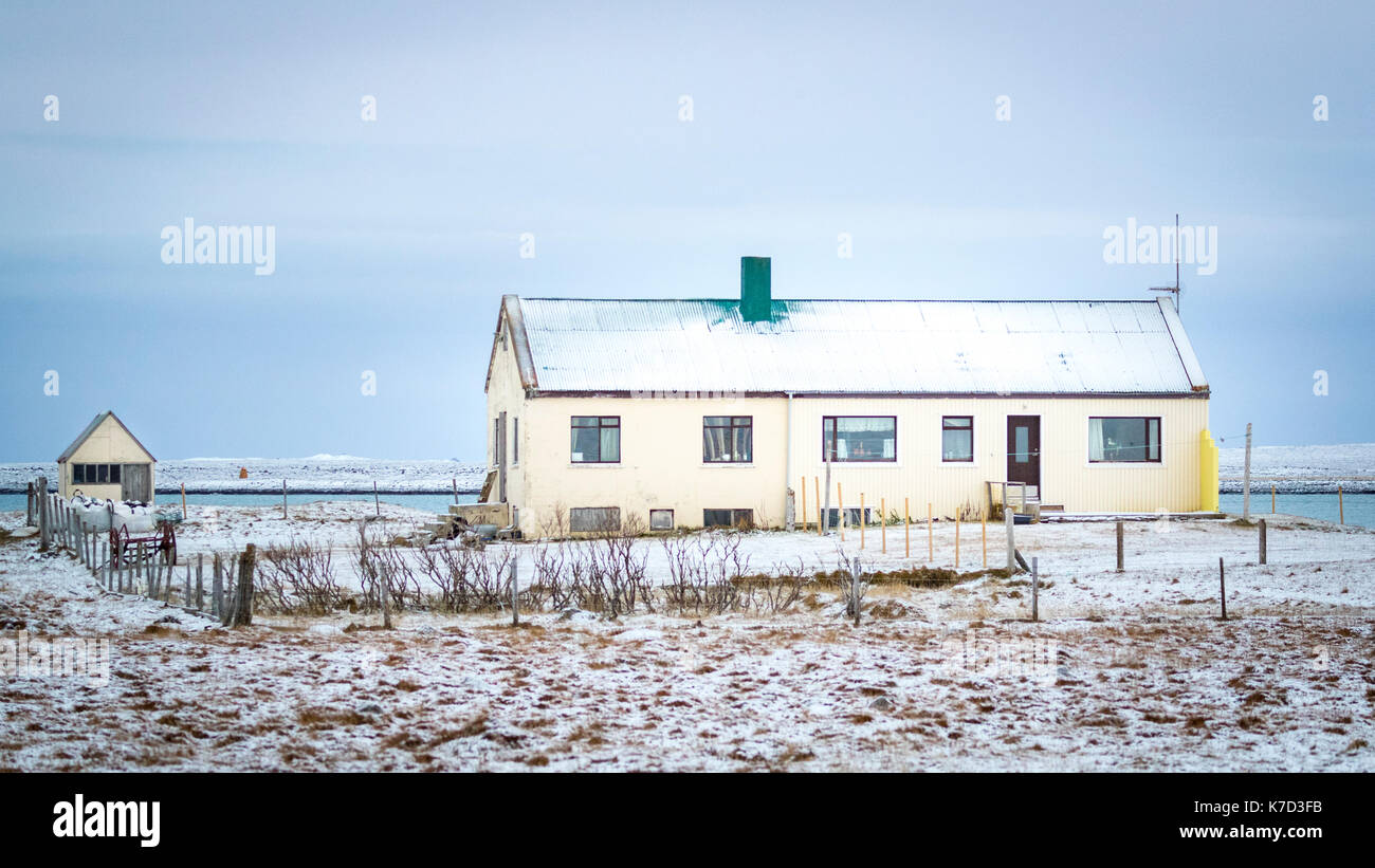 Icelandic Farmhouse On The Road From Kopasker To Raudinupur Cape Stock ...