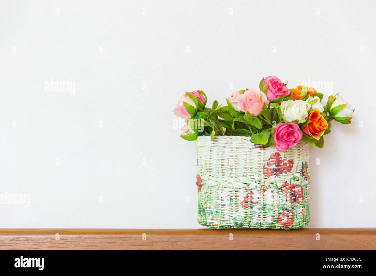 plastic rose flower home decoration with white space for text Stock ...