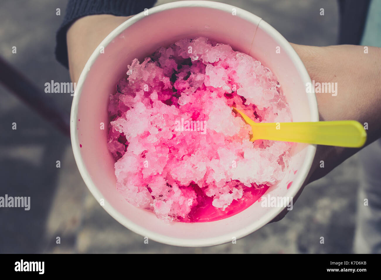shaved ice with color sugar sweet fruit flavor syrup cool dessert good ...