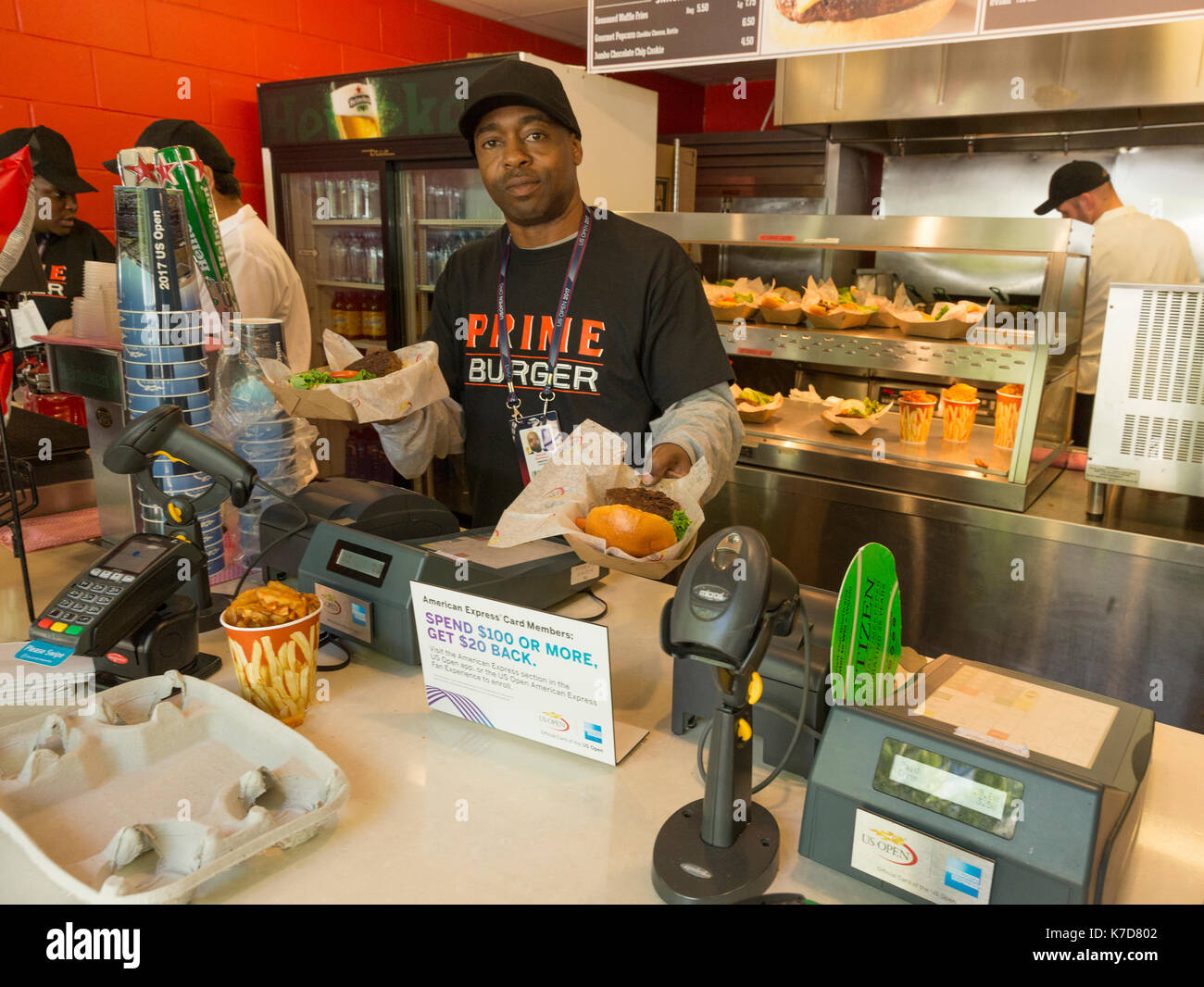 New York, NY USA - August 31, 2017: Food court at US Open Championships ...