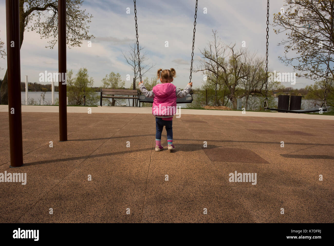 Rear view female playground hi-res stock photography and images - Alamy