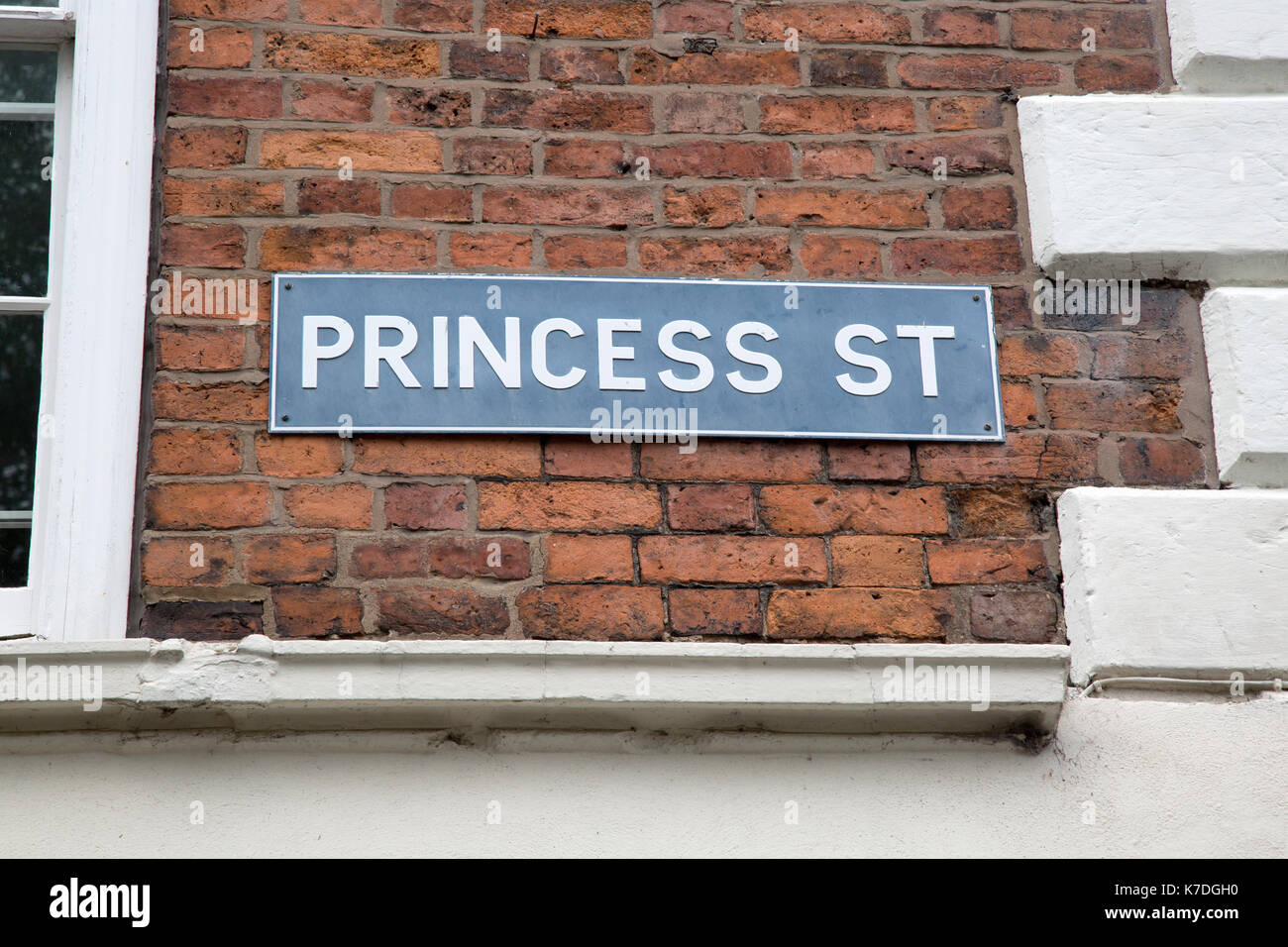 Princess Street Sign on Brick Wall Facade; Shrewsbury; England; UK ...