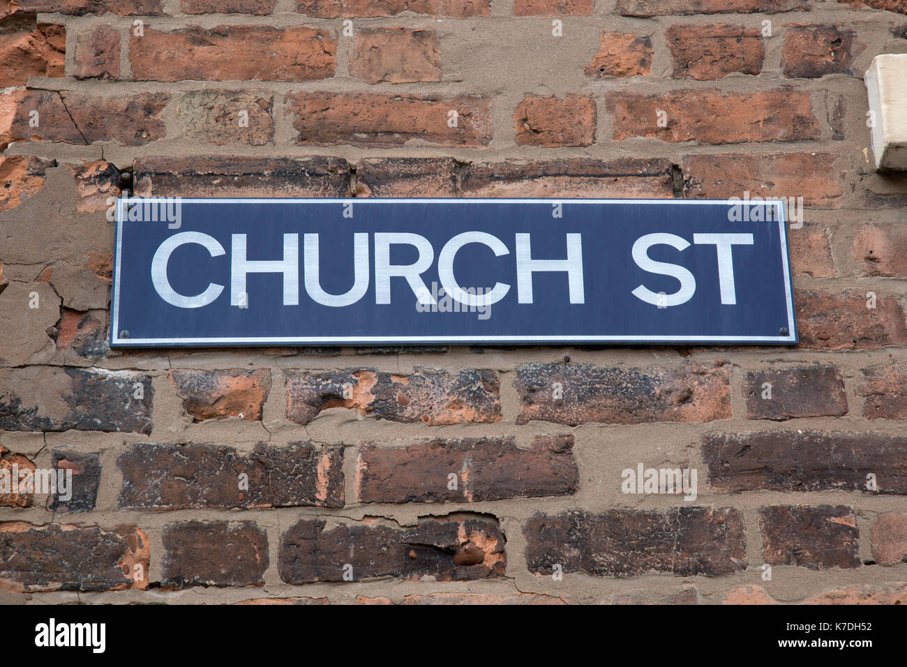 Church Street Sign on Brick Wall Facade Stock Photo - Alamy