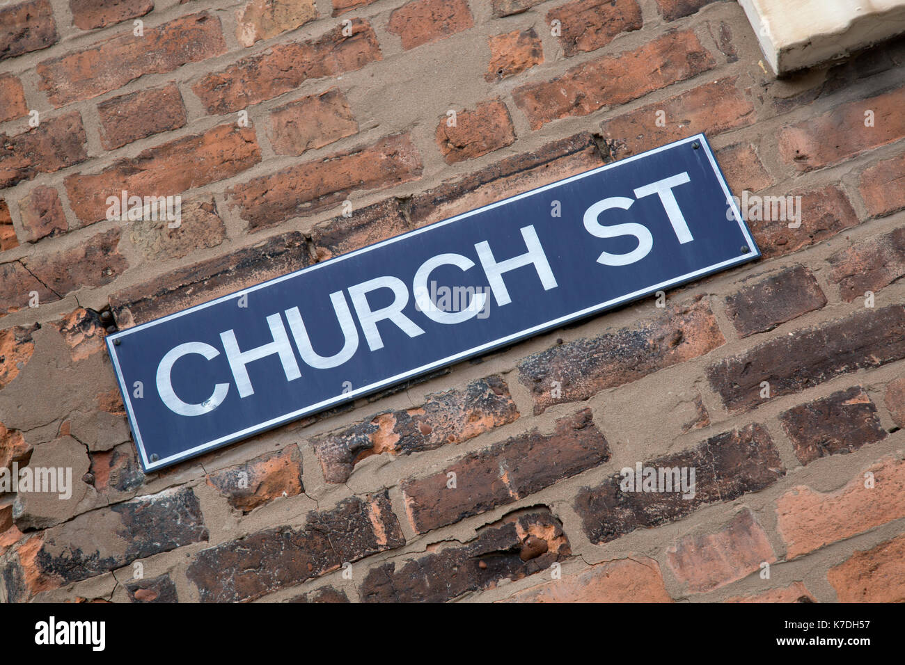 Church Street Sign on Brick Wall Facade Stock Photo - Alamy