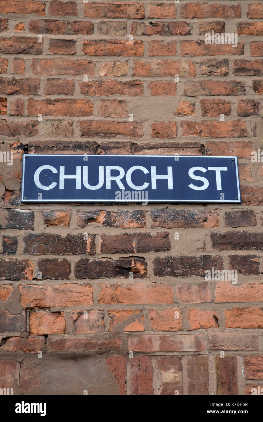Church Street Sign on Brick Wall Facade Stock Photo - Alamy