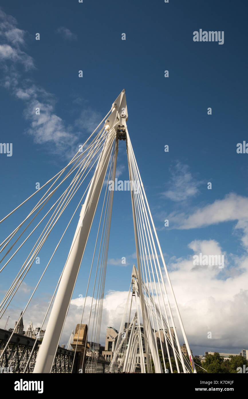 Golden Jubilee Bridge in London pedestrian access over the Thames Stock ...