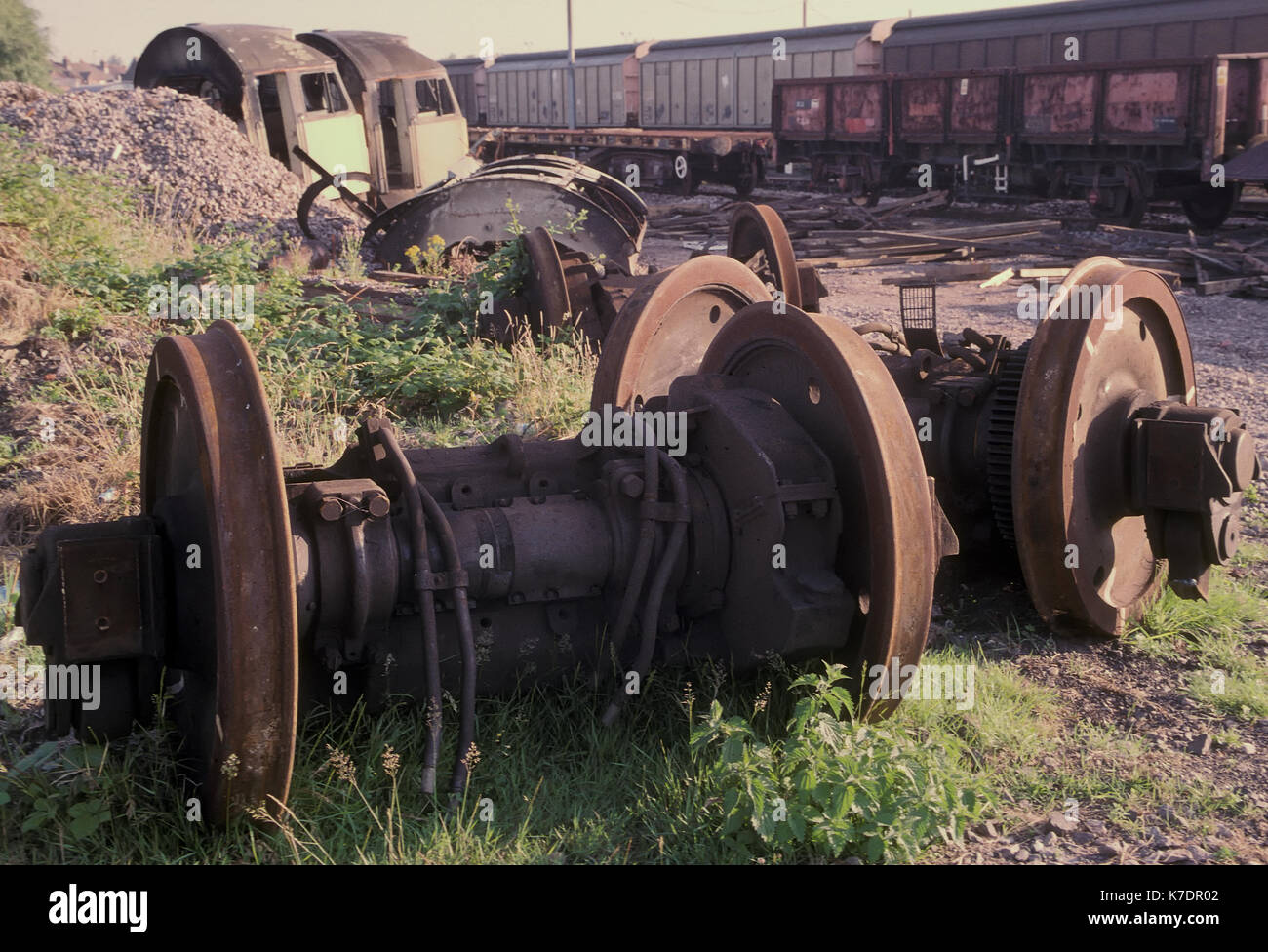 Remains of a Class 47 locomotive after being cut up for scrap metal at ...