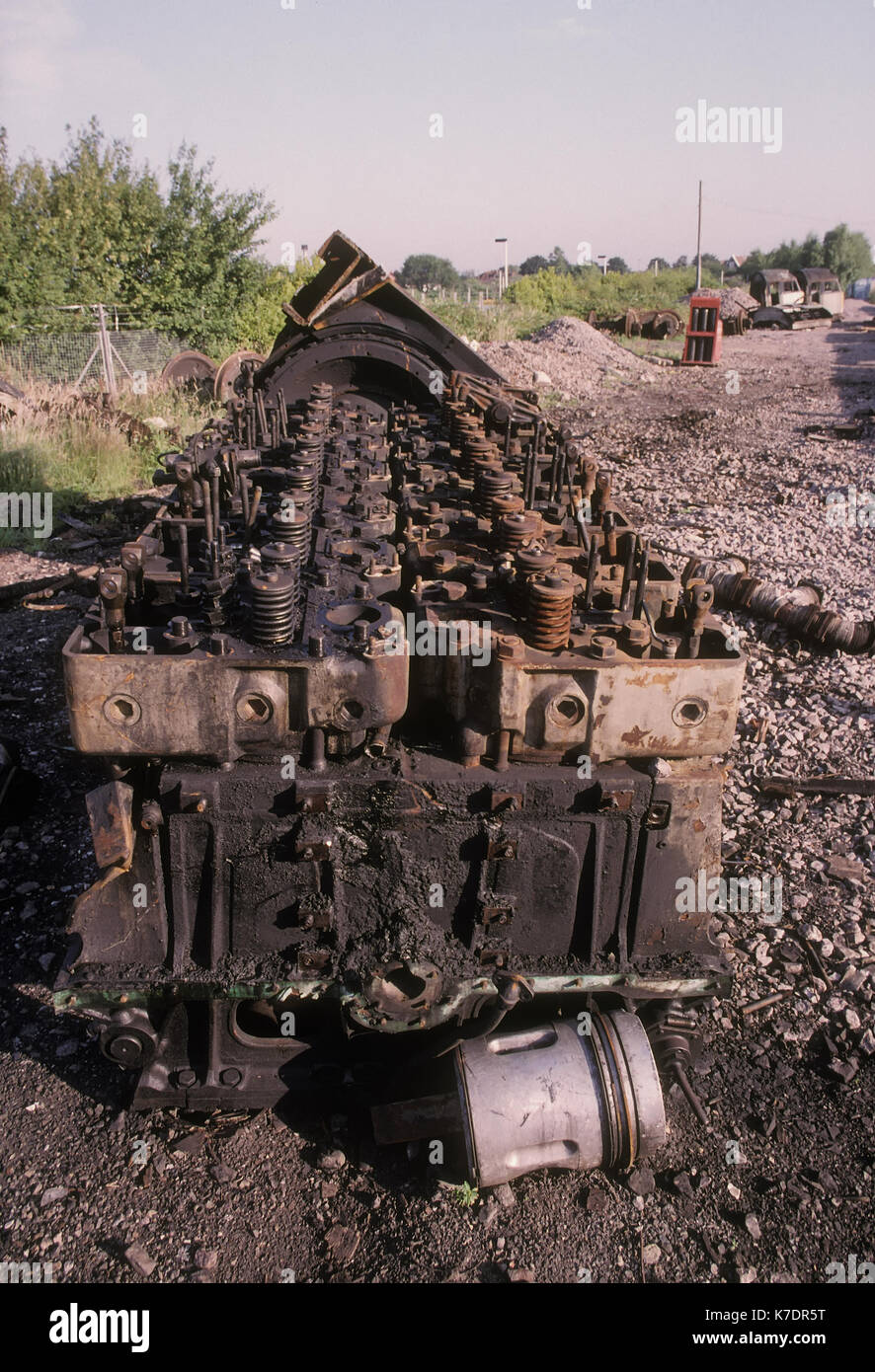 Remains of a Class 47 locomotive after being cut up for scrap metal at ...
