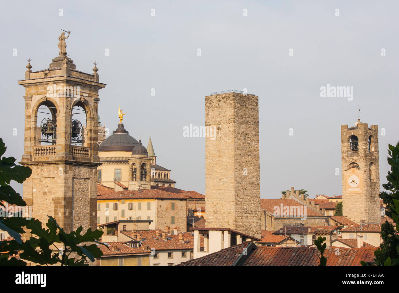 Bergamo - Old city (Upper town), Italy. Landscape on the city center ...