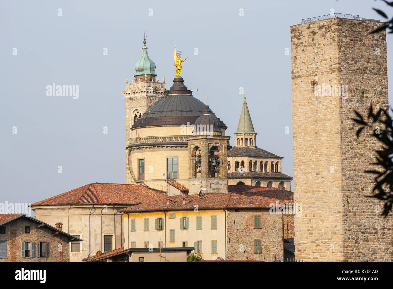 Bergamo - Old city (Upper town), Italy. Landscape on the city center ...