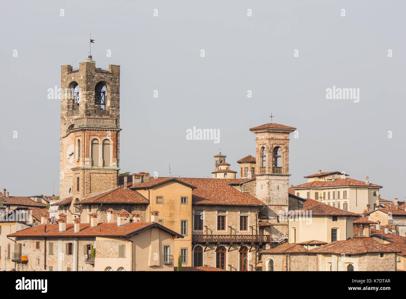 Bergamo - Old city (Upper town), Italy. Landscape on the city center ...