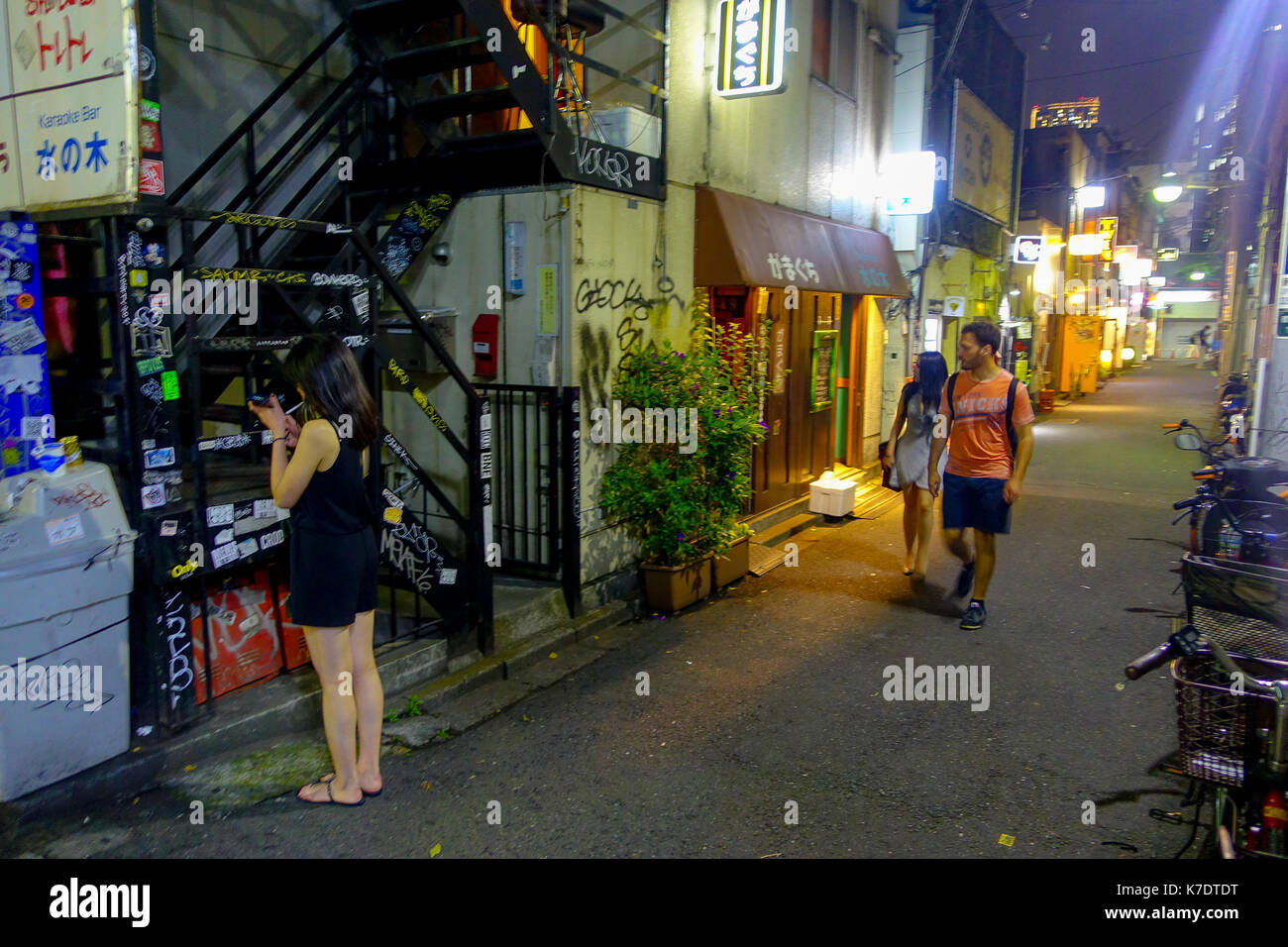 TOKYO, JAPAN JUNE 28 - 2017: Traditional back street bars in Shinjuku ...