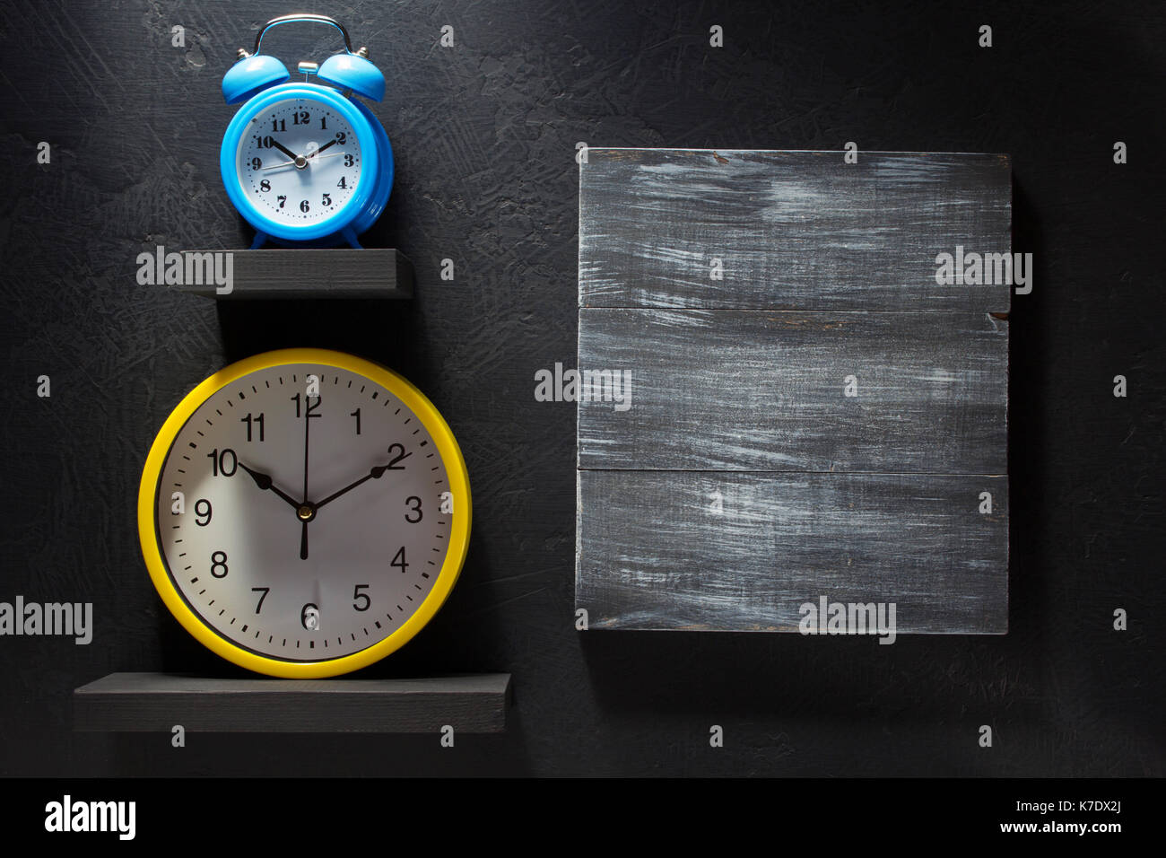 wall or alarm clock watch at abstract background texture Stock Photo ...