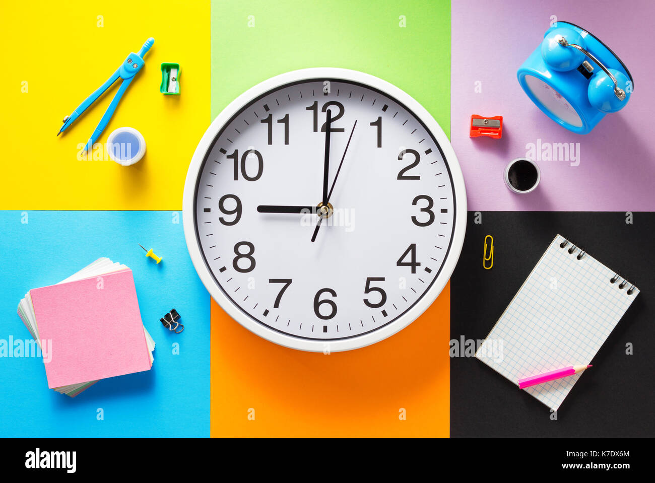 wall or alarm clock watch at abstract background texture Stock Photo ...
