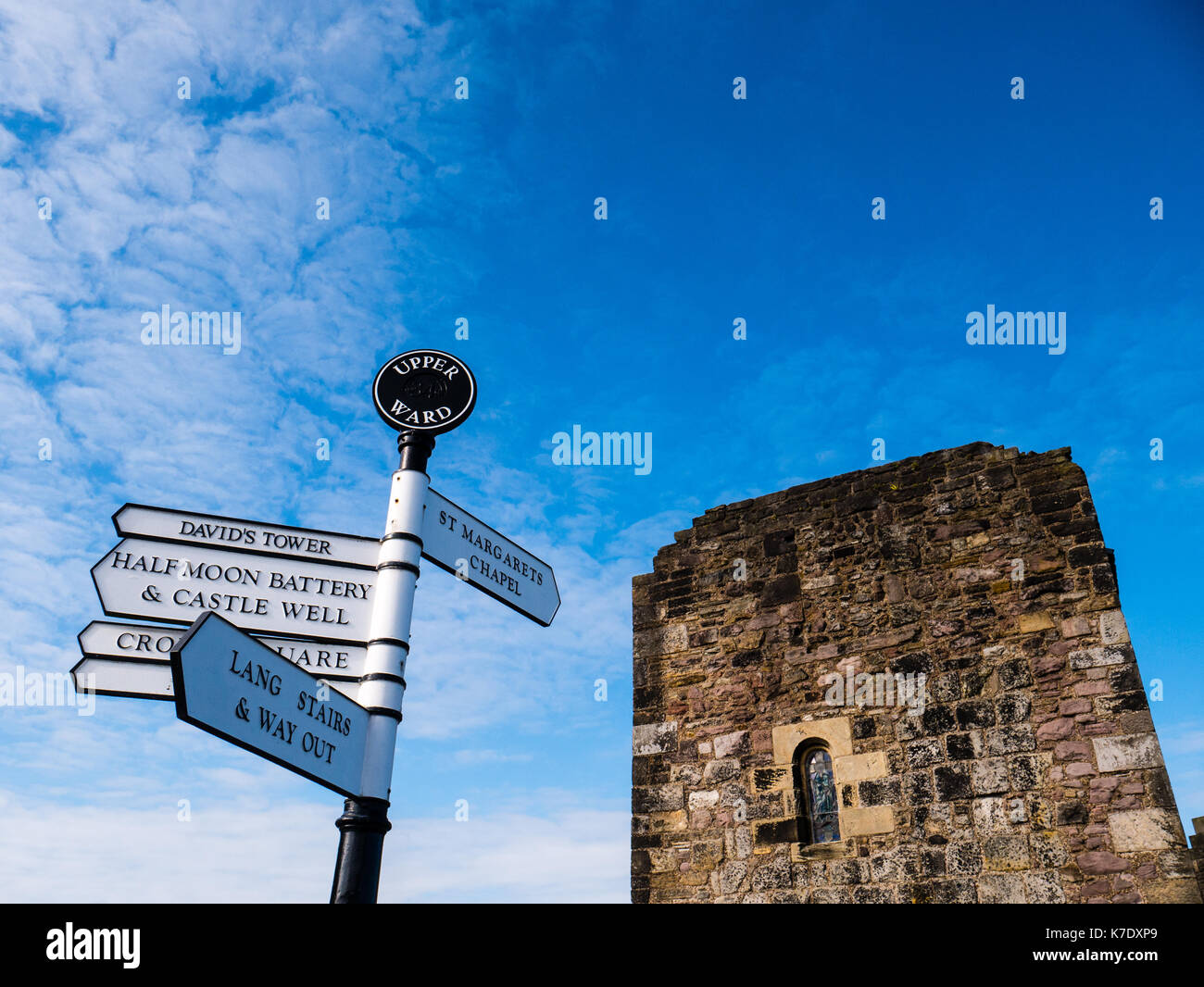 St Margret's Chapel, and Sign Post, Edinburgh Castle, Edinburgh ...