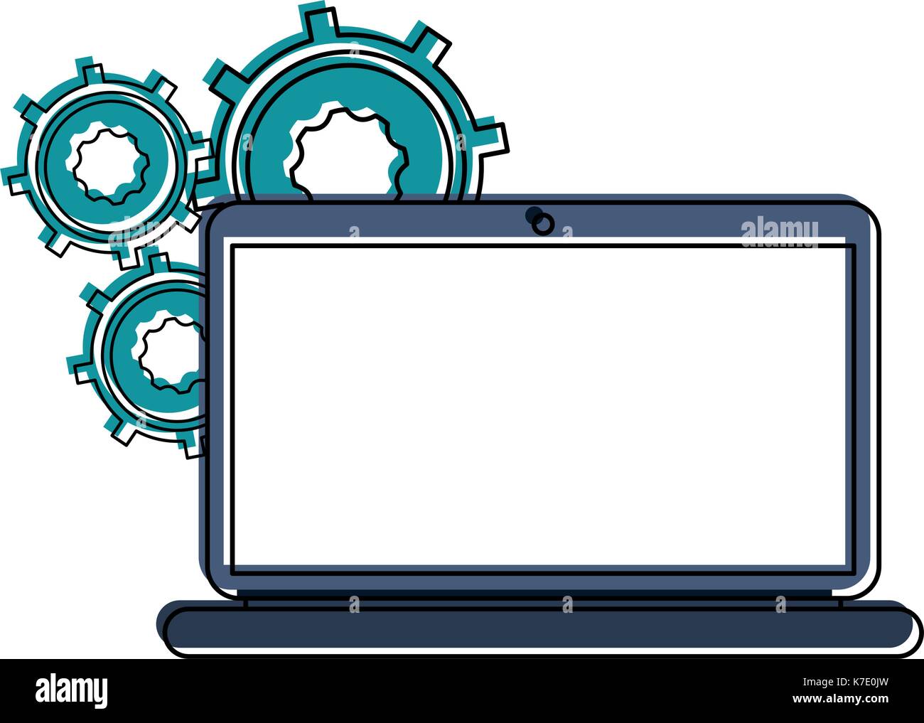 gears and laptop computer icon image Stock Vector Image & Art - Alamy