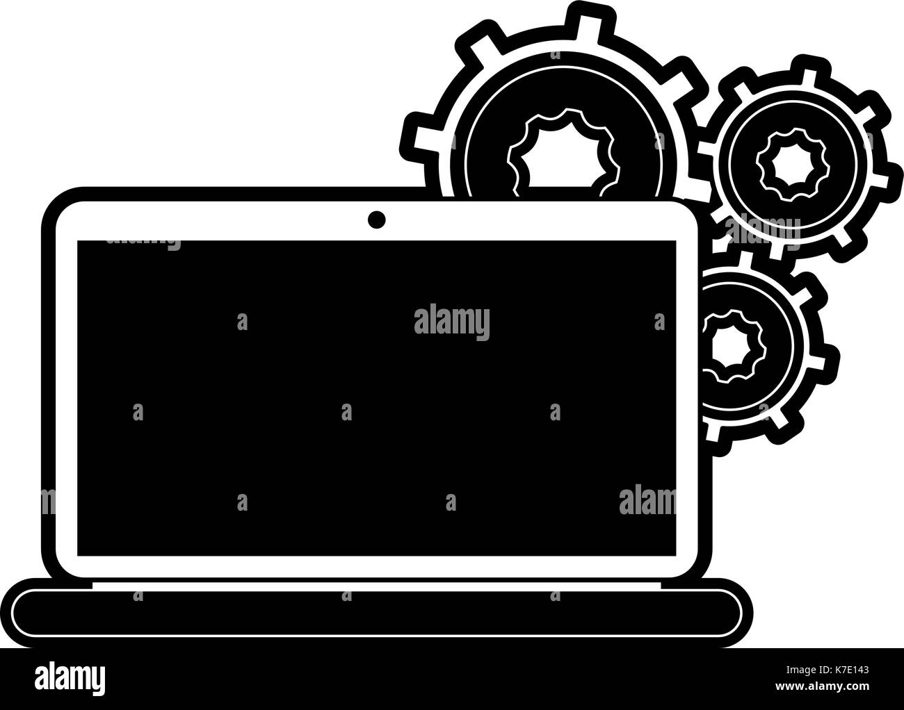 gears and laptop computer icon image Stock Vector Image & Art - Alamy