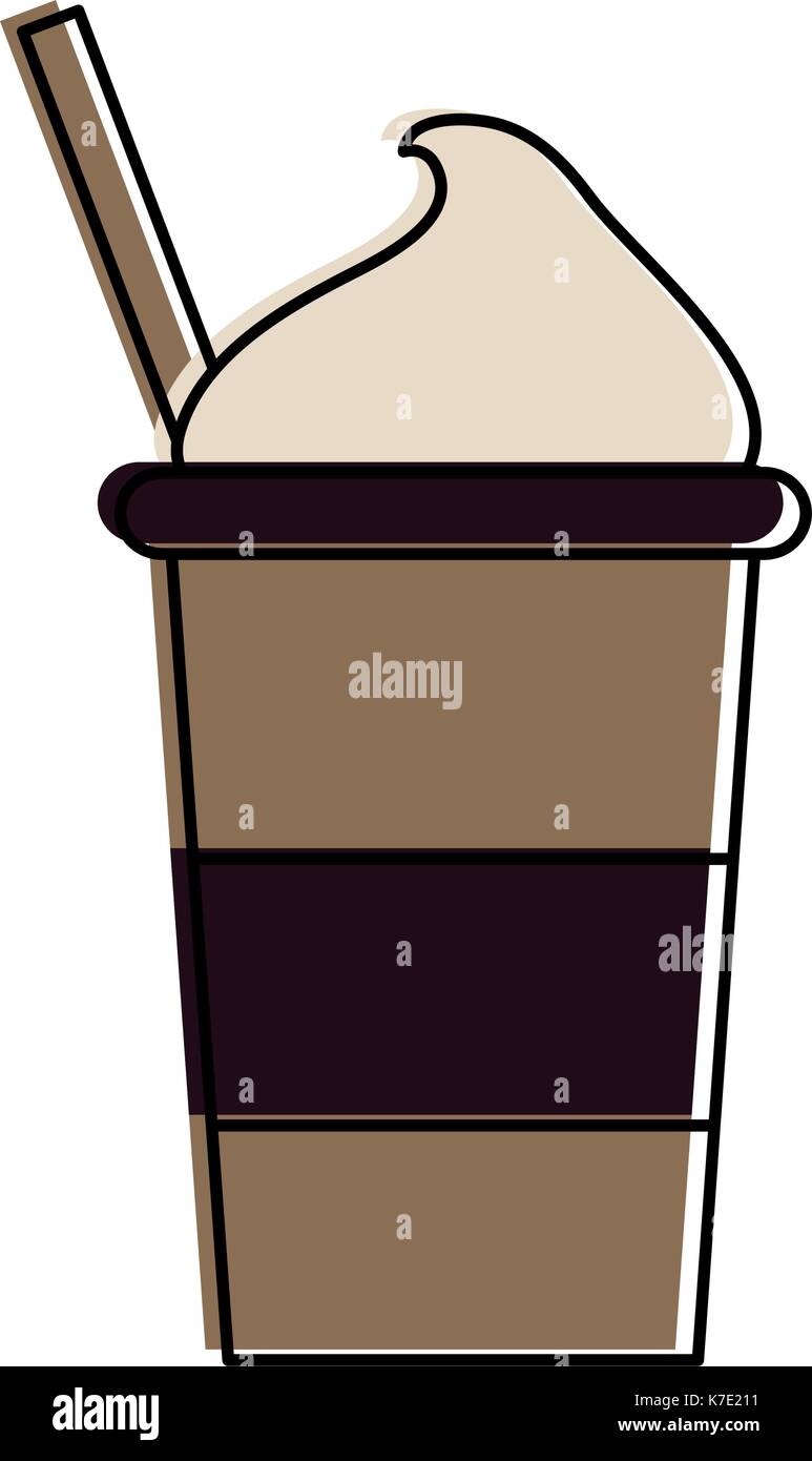 coffee beverage with whipped cream in glass cup icon image Stock Vector ...