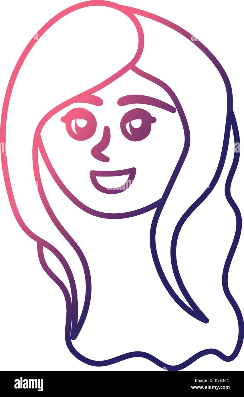 line avatar happy woman face with hairstyle design Stock Vector Image ...