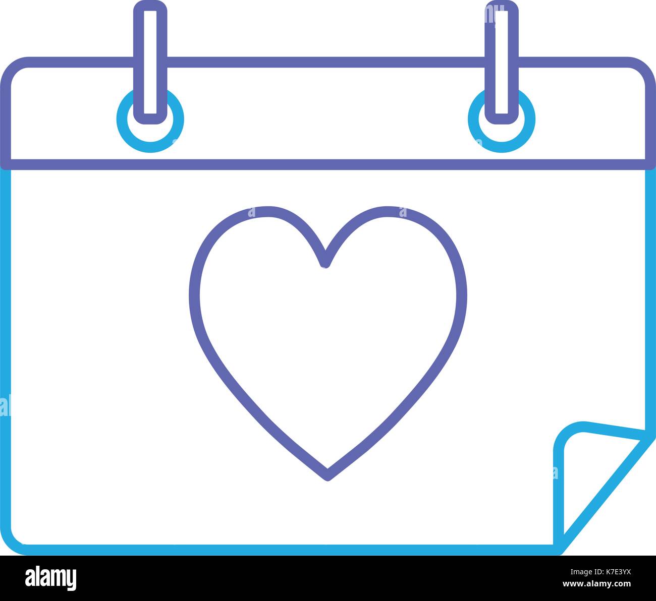 line calendar with heart to romantic special day Stock Vector Image ...