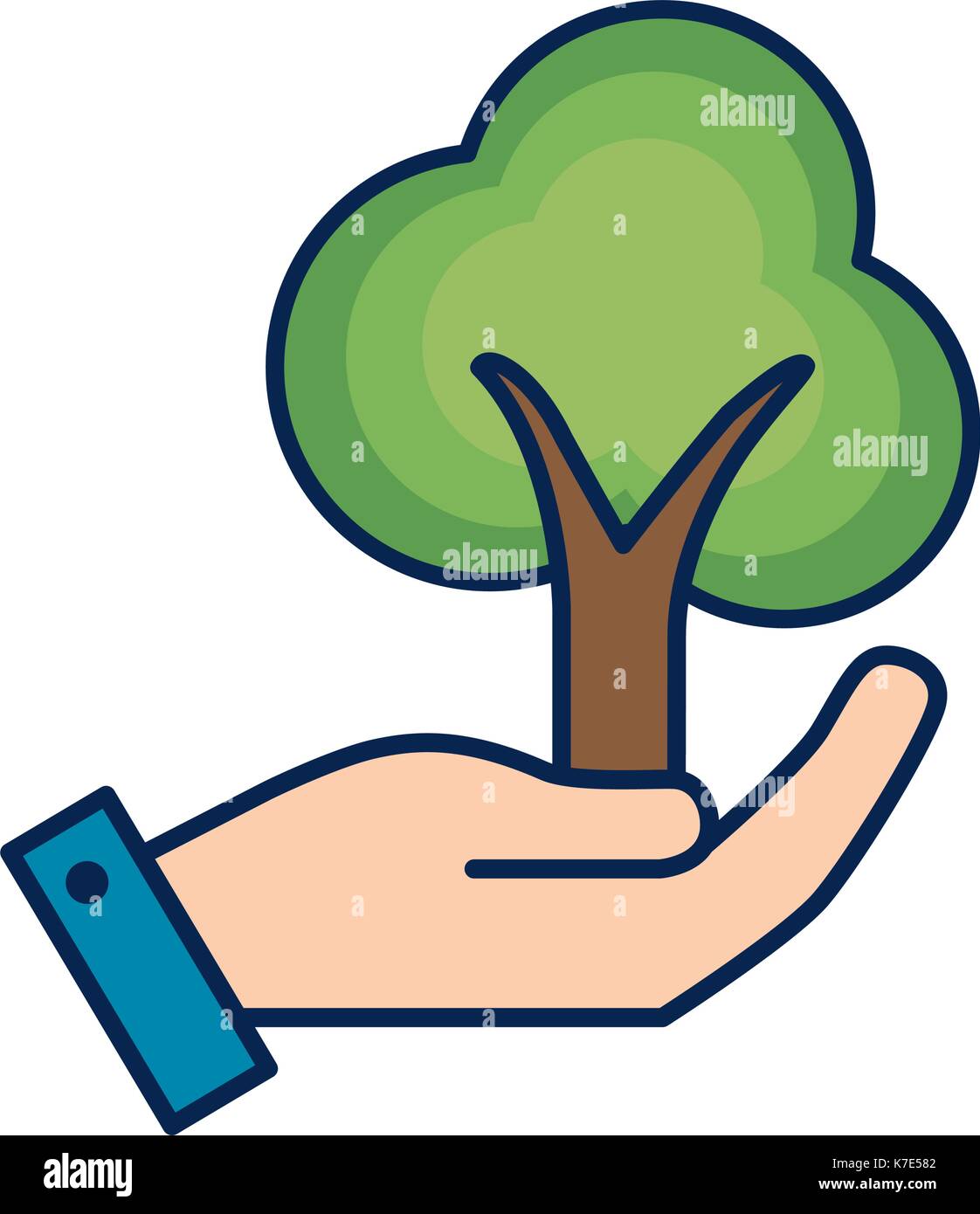 hand with ecological and natural tree icon Stock Vector Image & Art - Alamy
