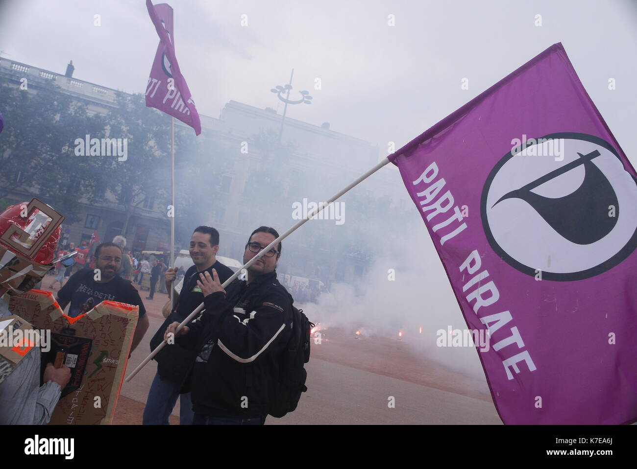 Anti Labor Law march ends at Bellecour square, in Lyon, France Stock ...