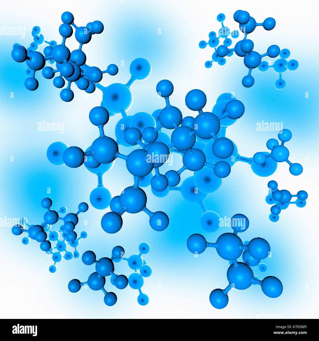 Blue molecules, illustration Stock Photo - Alamy