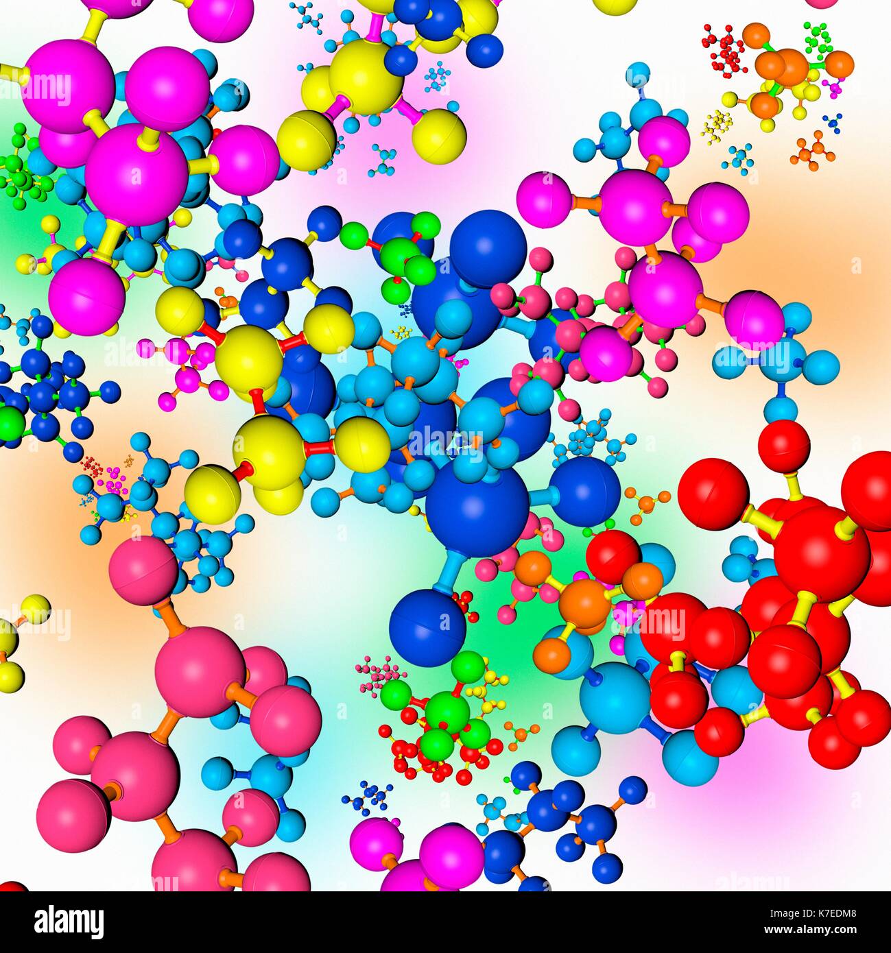 Multicoloured molecules, illustration Stock Photo - Alamy