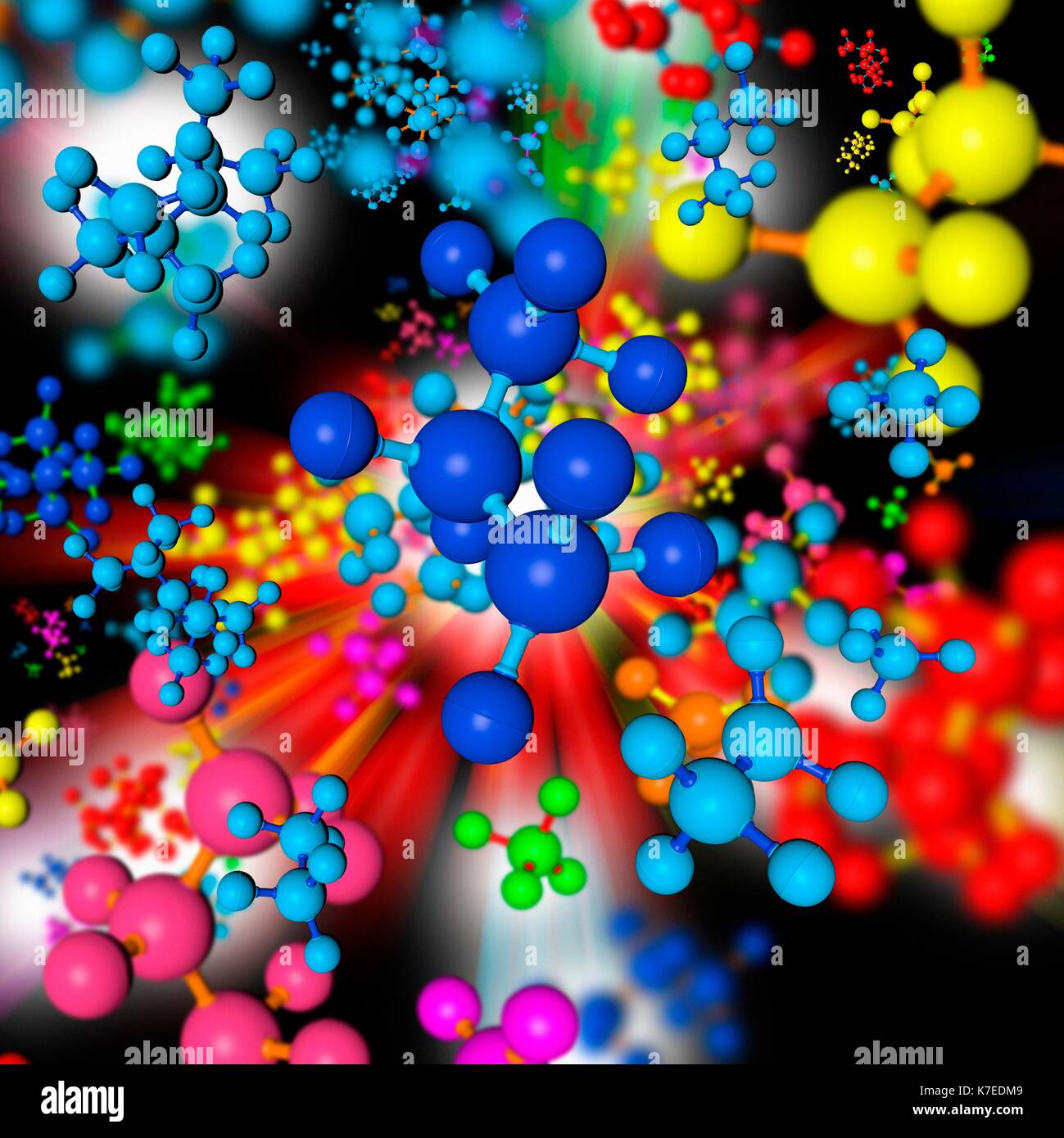 Multicoloured molecules, illustration Stock Photo - Alamy