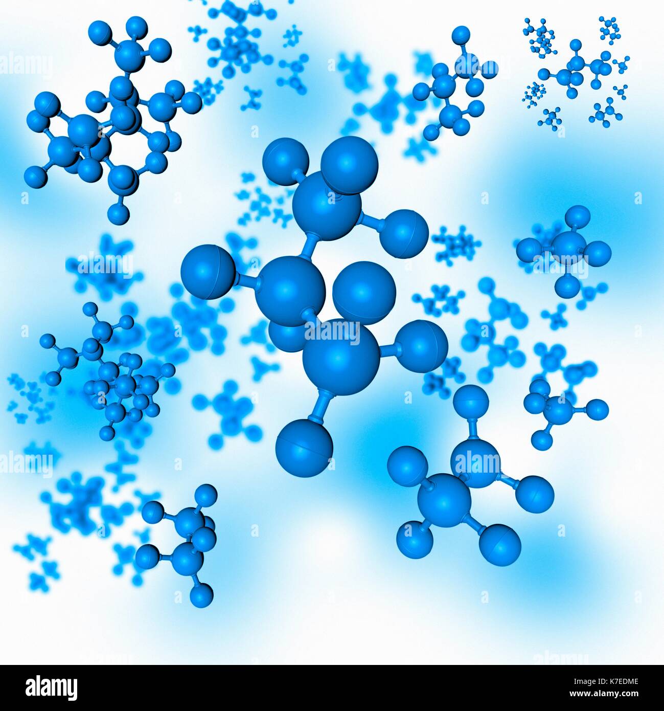 Blue molecules, illustration Stock Photo - Alamy