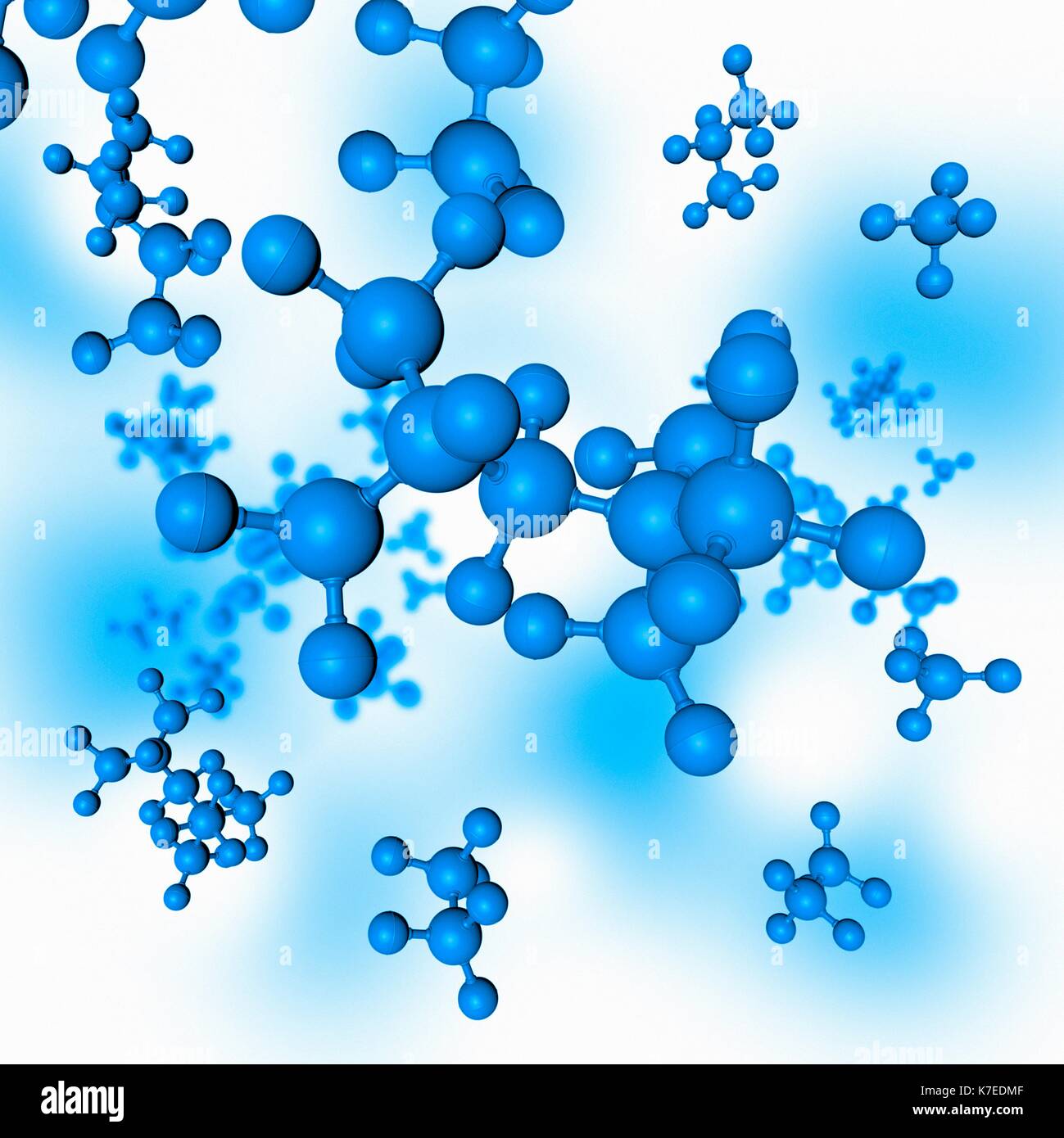 Blue molecules, illustration Stock Photo - Alamy