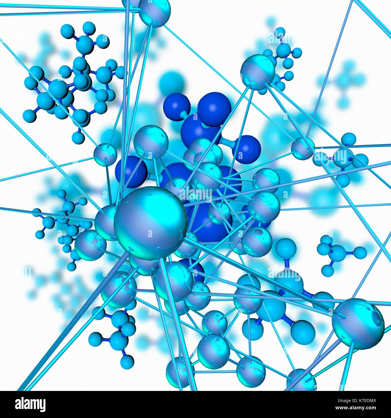Blue molecules, illustration Stock Photo - Alamy